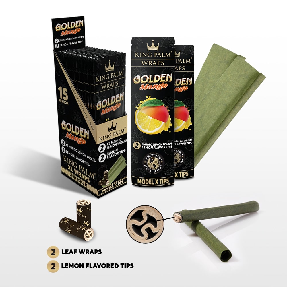 2 Palm Blunt Wraps – Golden Mango – Display Box – 15 Products – KingPalm